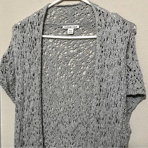 Coldwater Creek | Sweaters | Nwt Coldwatercreek Grey Crocheted Lace ...